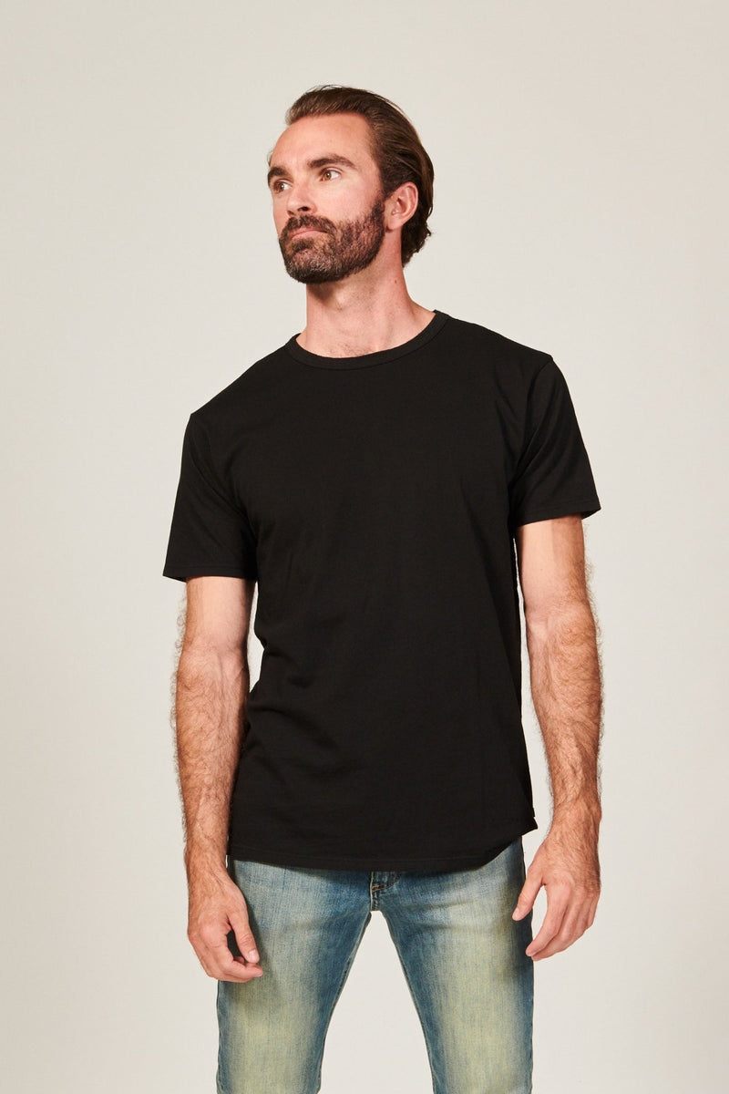 Men's Super Soft Curved Hem Tee in Black | Combed Cotton | Made in USA ...